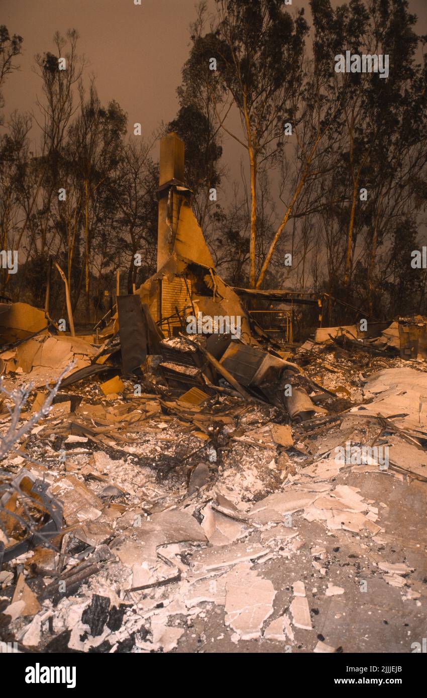 Damage from the 2003 Cedar wildfire in San Diego, California Stock ...