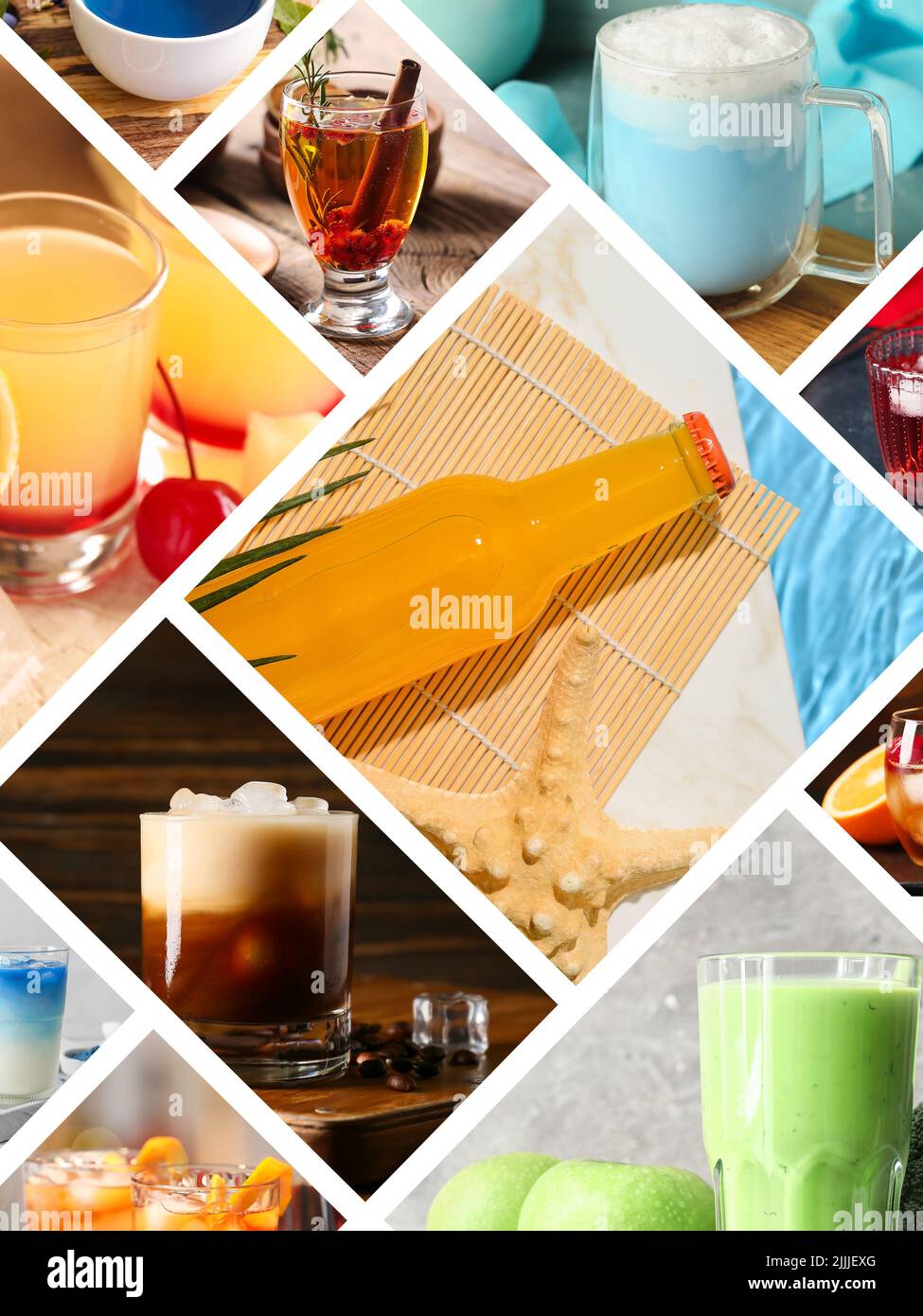 Collage with many different drinks Stock Photo - Alamy
