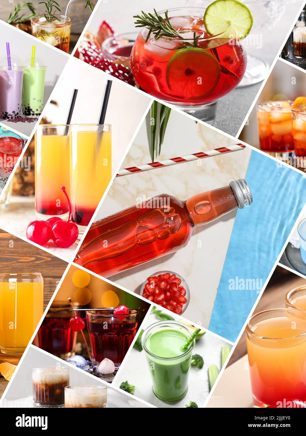 Collage with many different drinks Stock Photo - Alamy