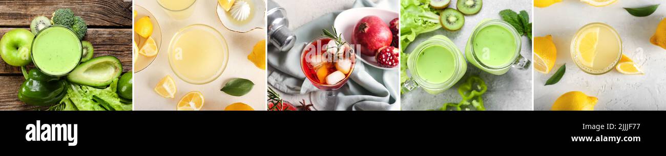 Collage with many different drinks Stock Photo - Alamy