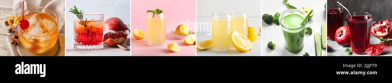 Collage with many different drinks Stock Photo - Alamy