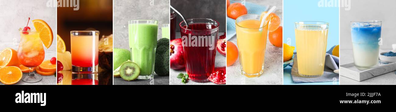Collage with many different drinks Stock Photo - Alamy