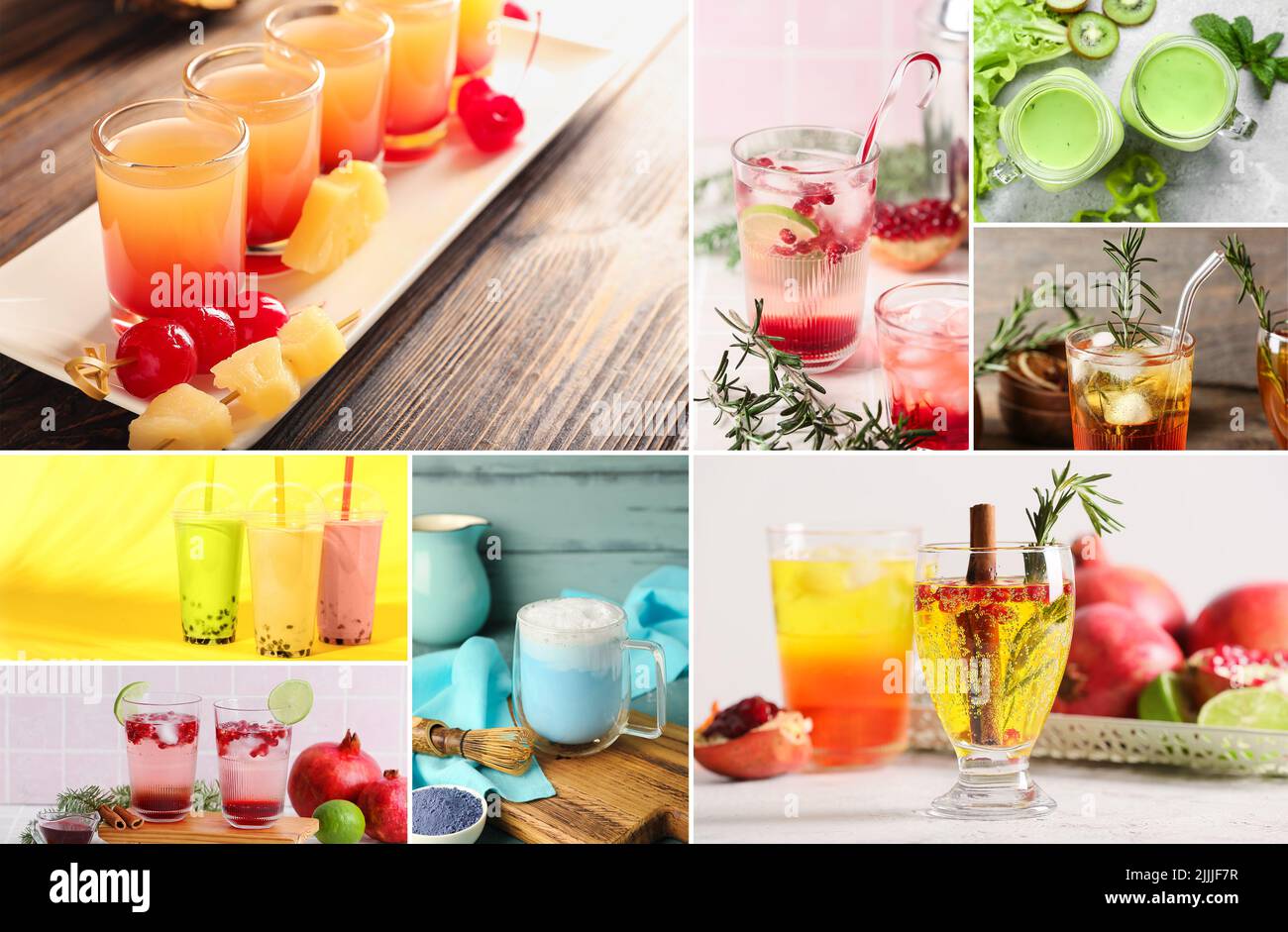 Collage with many different drinks Stock Photo - Alamy