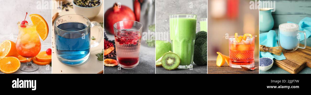 Collage with many different drinks Stock Photo - Alamy