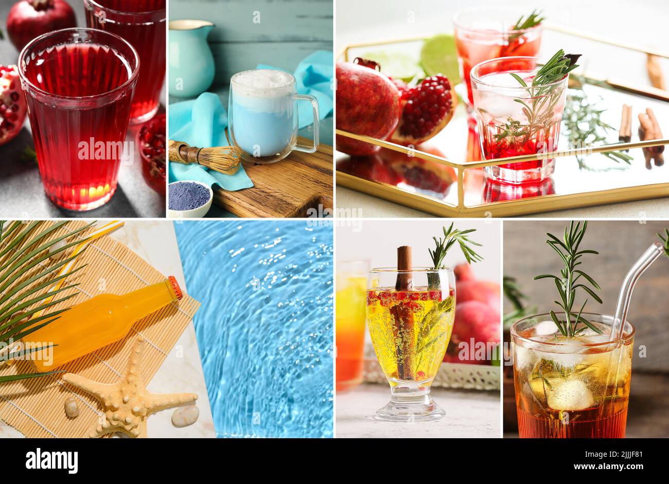 Collage with many different drinks Stock Photo - Alamy