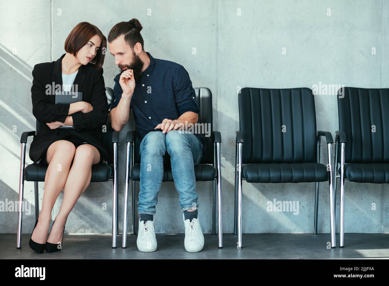 job interview applicants communication business Stock Photo - Alamy