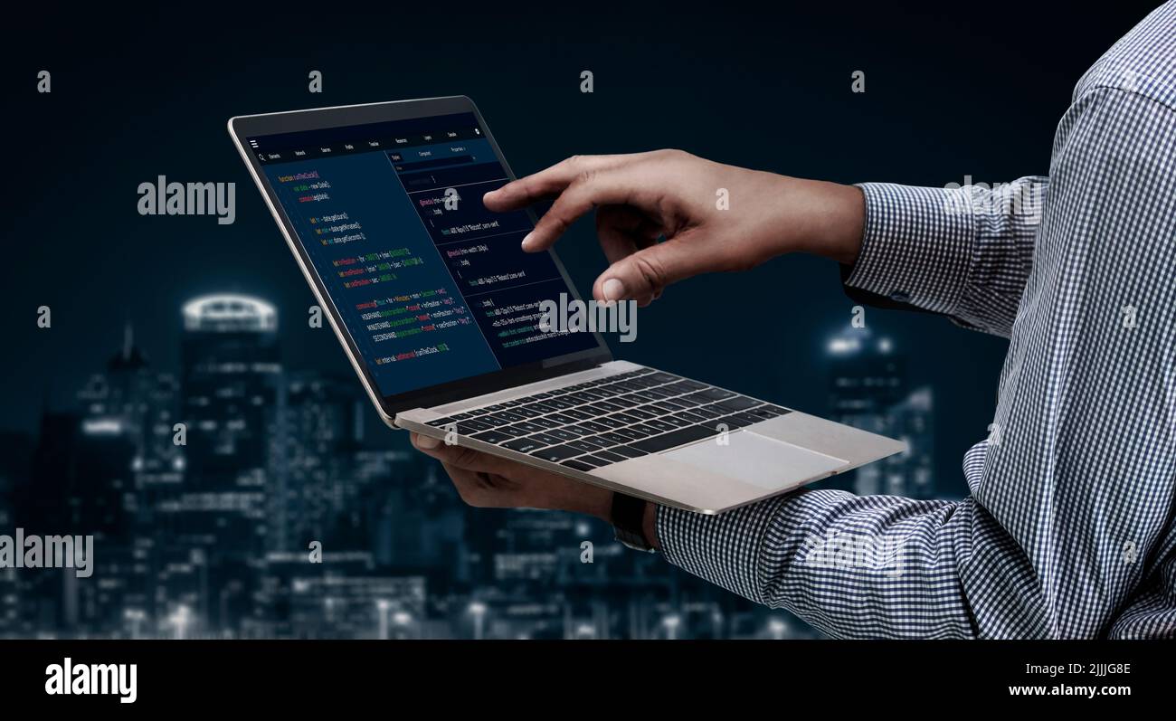 Software Development Programming On Computer Screen For Modish Application And Program Coding