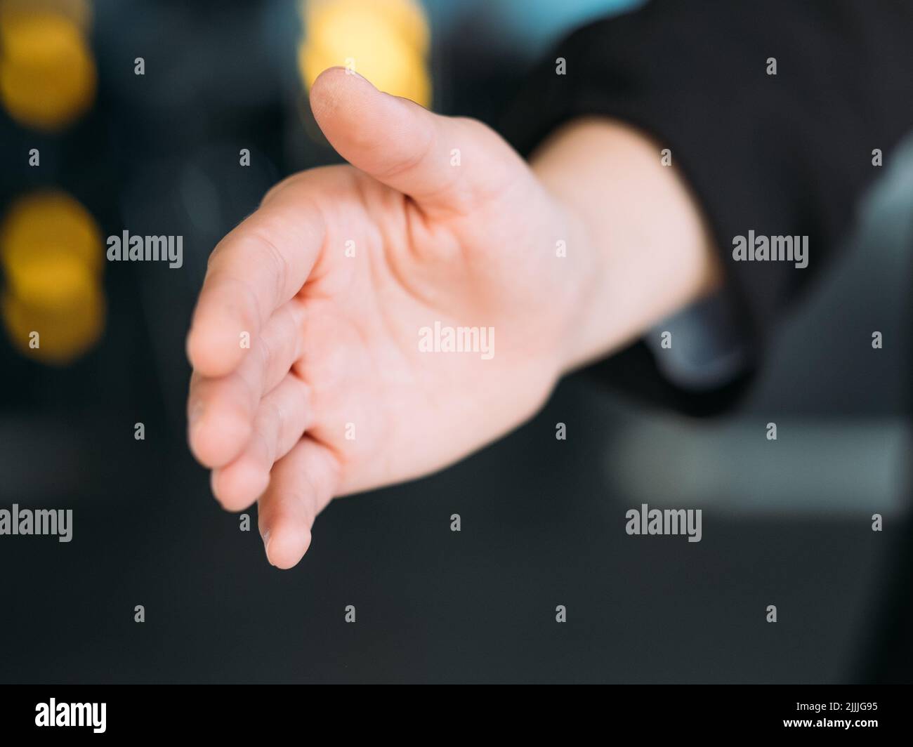join business team greeting gesture welcoming hand Stock Photo - Alamy