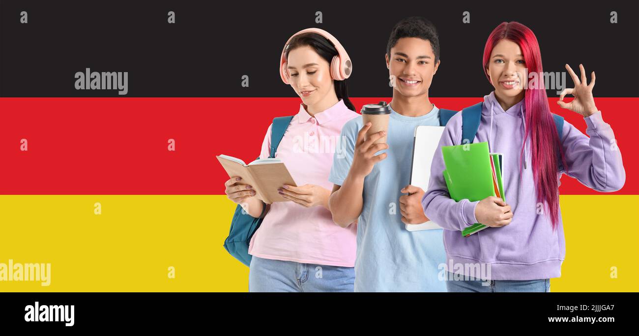 Portrait of students against flag of Germany Stock Photo - Alamy