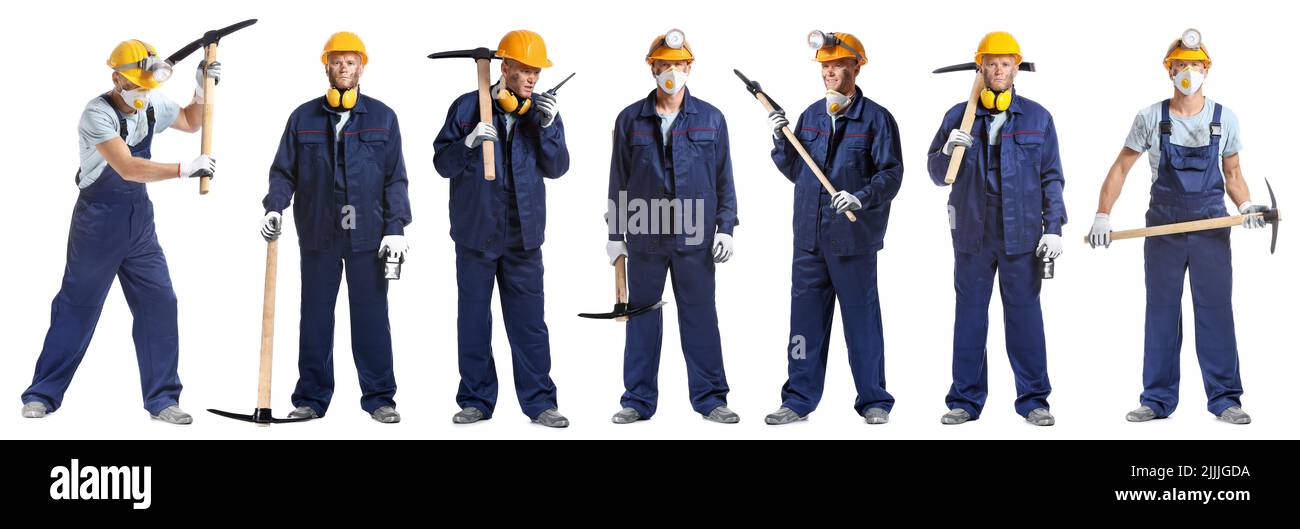 Set of miner man on white background Stock Photo - Alamy