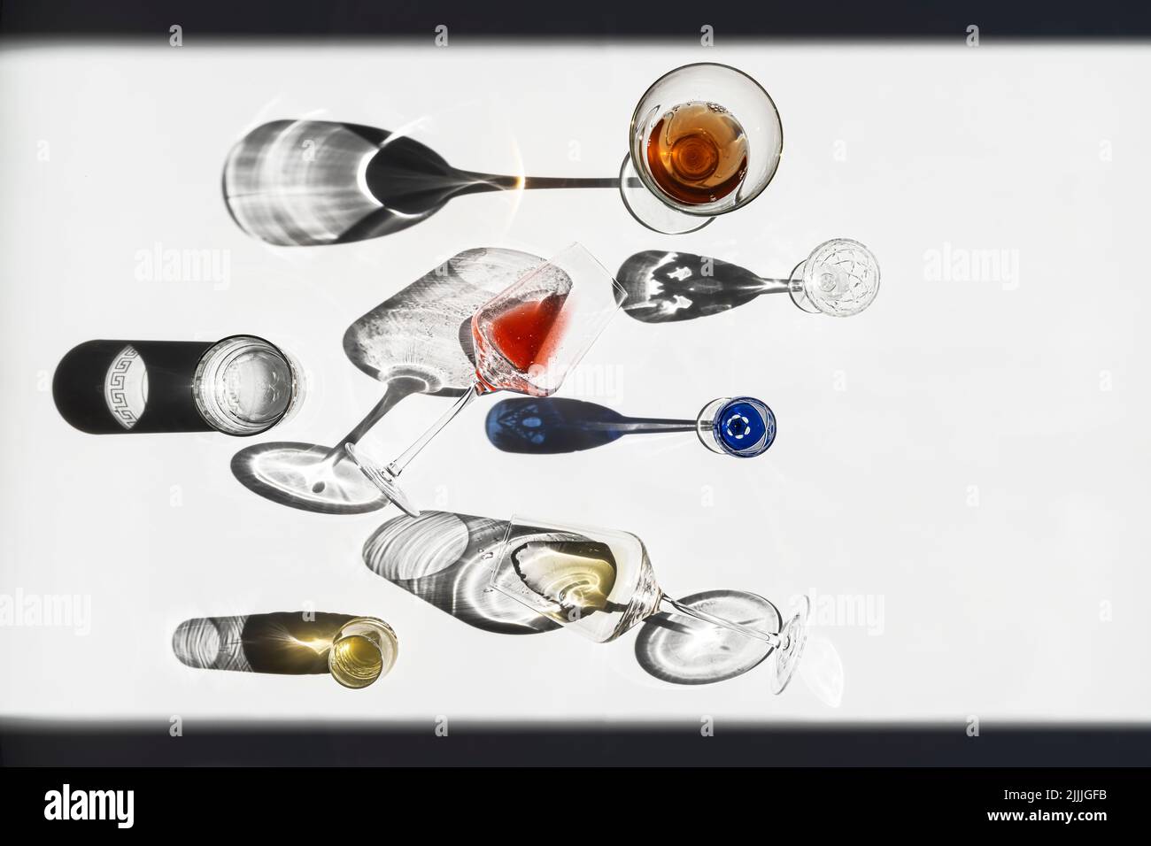 Abstract composition with glassware shadows background. Beautiful ...