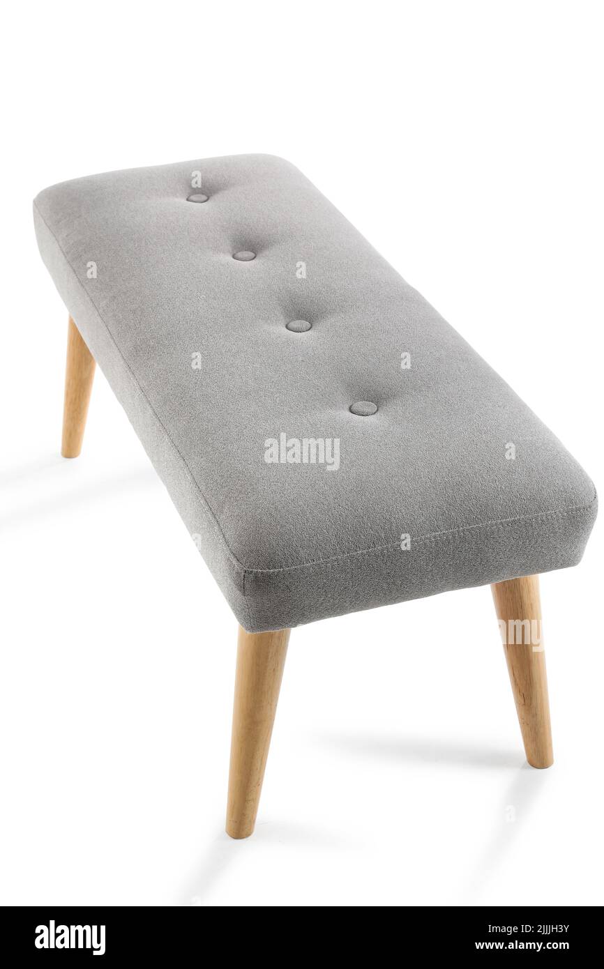 Grey bench on white background Stock Photo - Alamy