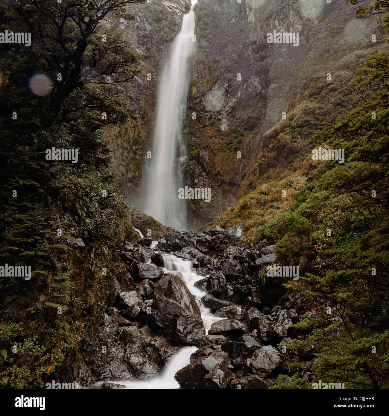 Devils Punchbowl Waterfall, South Island, New zealand Stock Photo - Alamy
