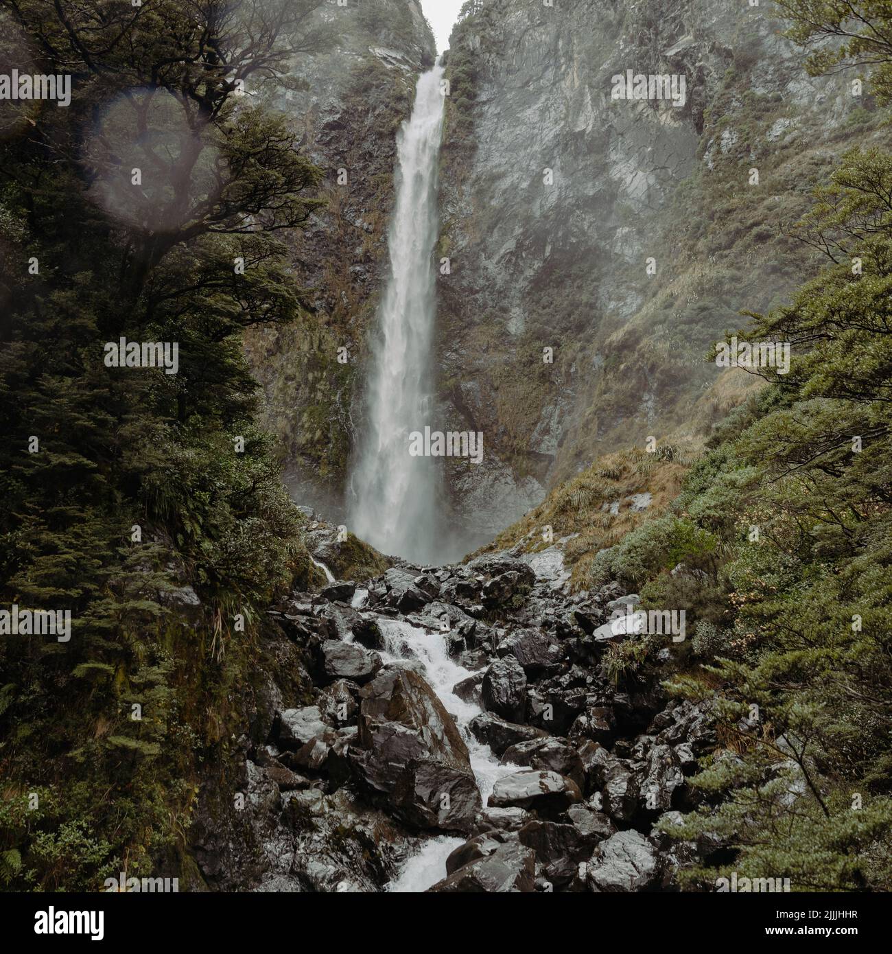 Devils Punchbowl Waterfall, South Island, New zealand Stock Photo - Alamy