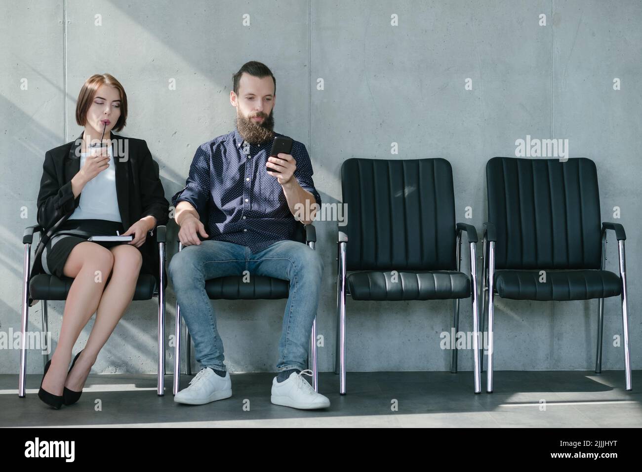 Job interview waiting man woman hi-res stock photography and images - Alamy