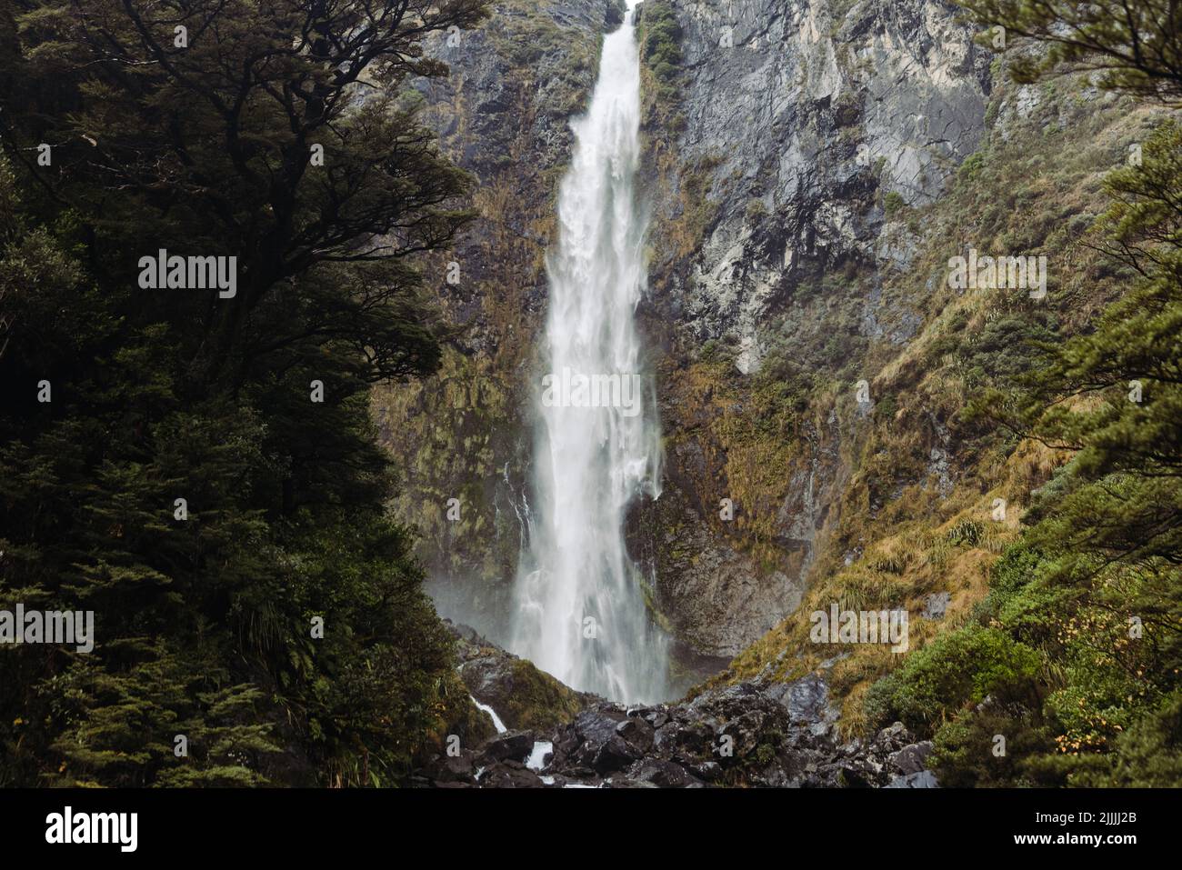 Devils Punchbowl Waterfall, South Island, New zealand Stock Photo - Alamy