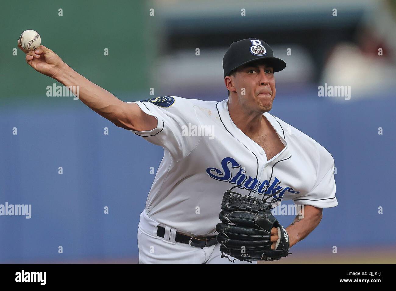 Biloxi, Mississippi, USA. 26th July, 2022. Biloxi Shuckers pitcher ...