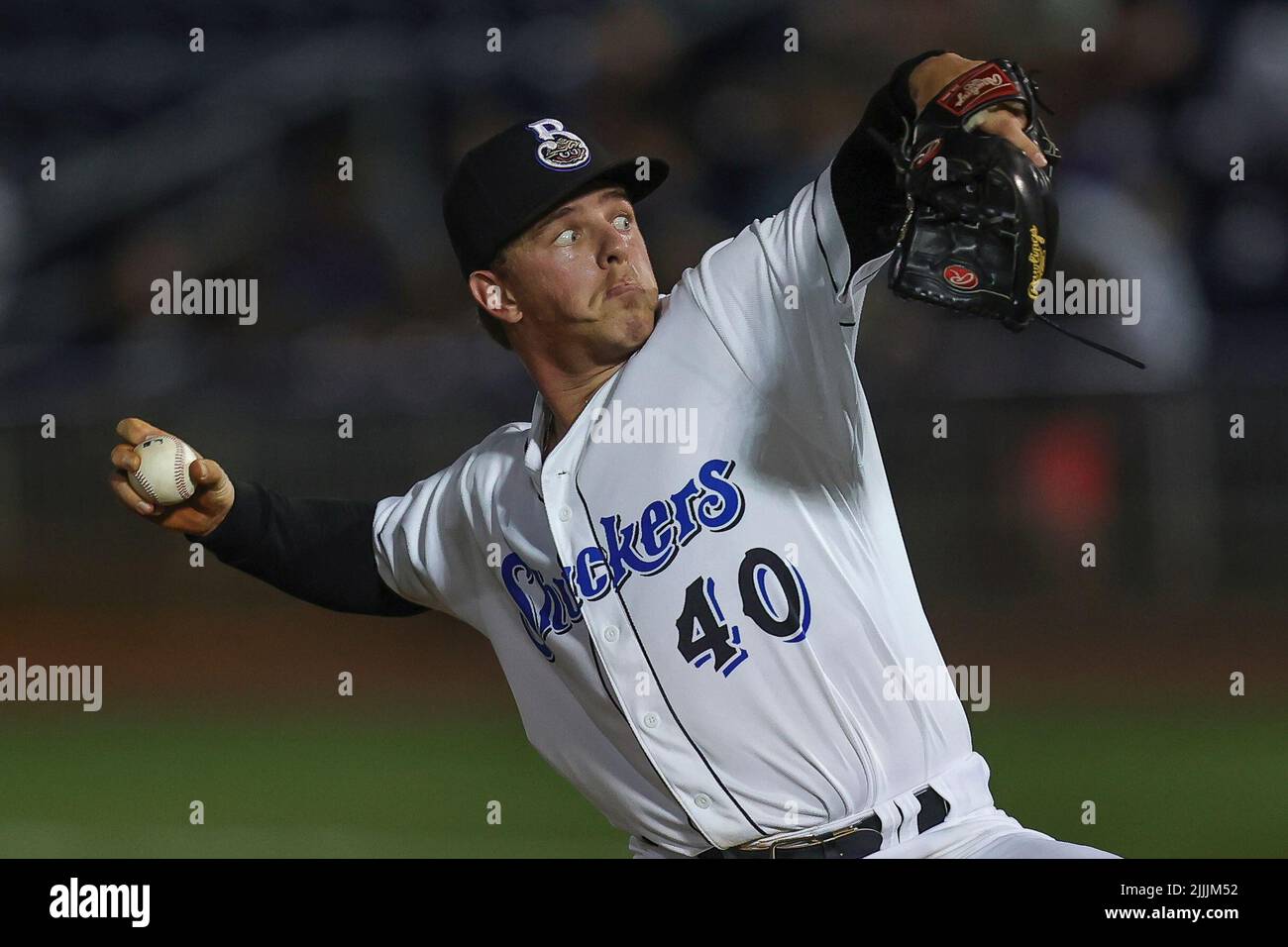 July 26, 2022: Biloxi Shuckers pitcher Kent Hasler (40) during an MiLB ...