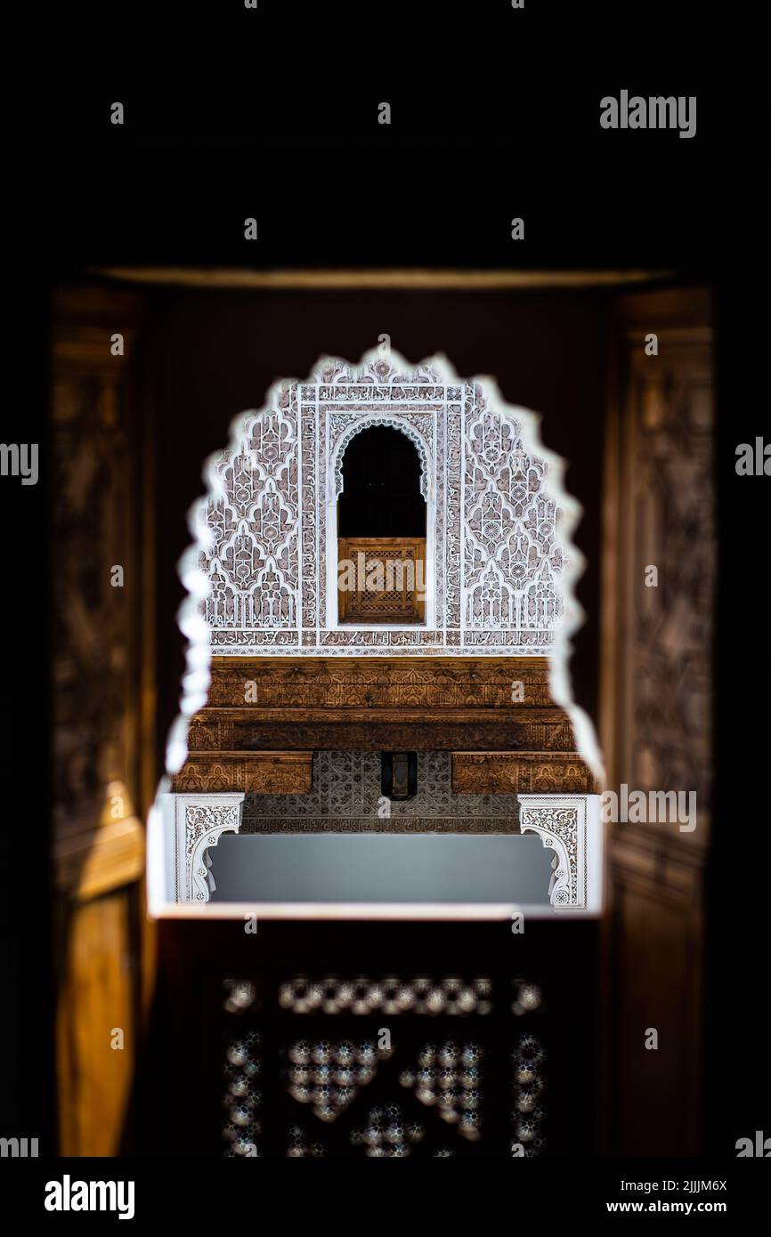 Arabian arch architecture view through window on an ancient landmark in ...