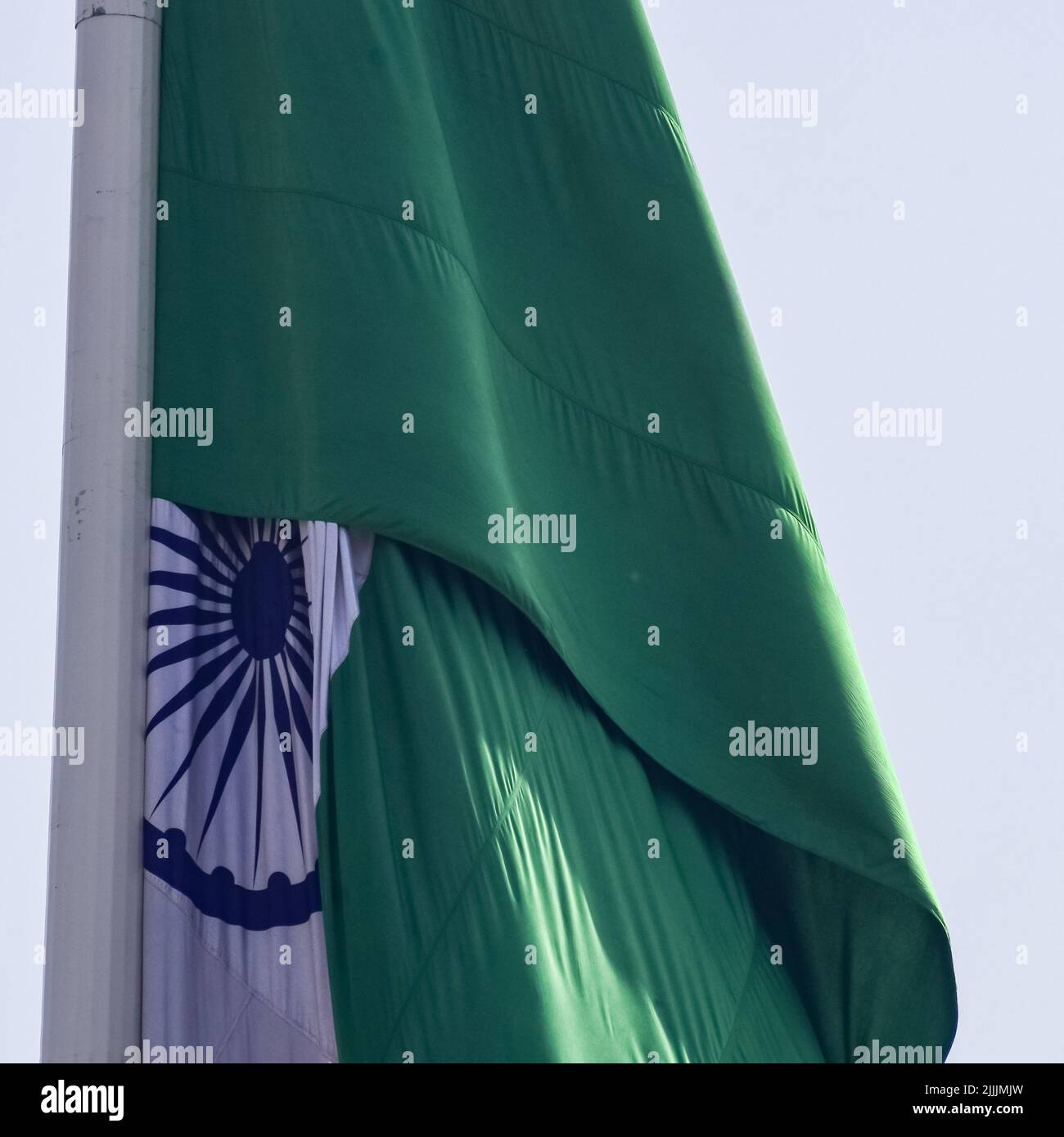 India flag flying high at Connaught Place with pride in blue sky, India ...