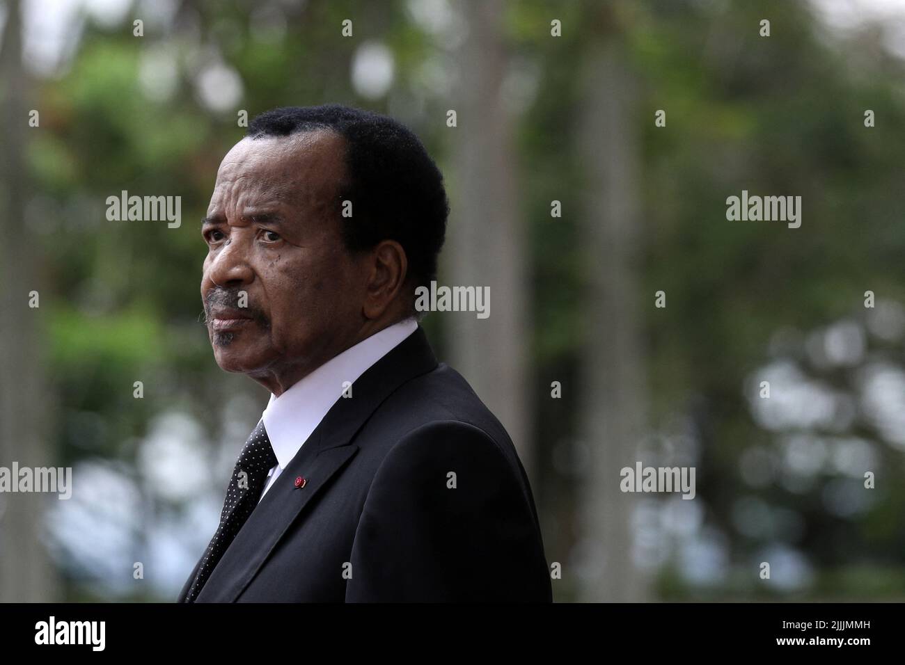 Yaounde, Cameroon, July 26, 2022. French President Emmanuel Macron ...