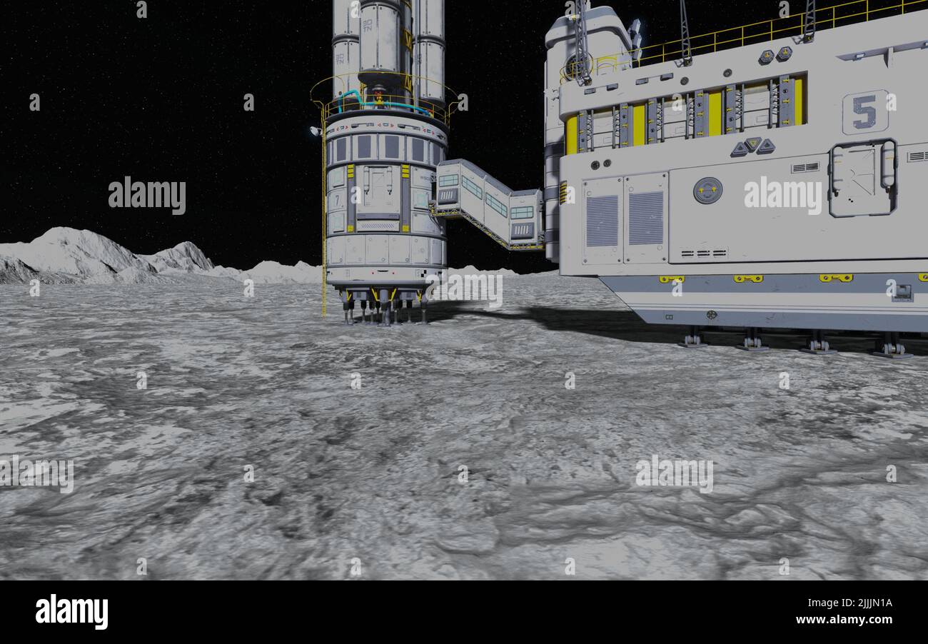 3D Illustration. Moon colony. Base on Moon. Life on Moon Stock Photo ...