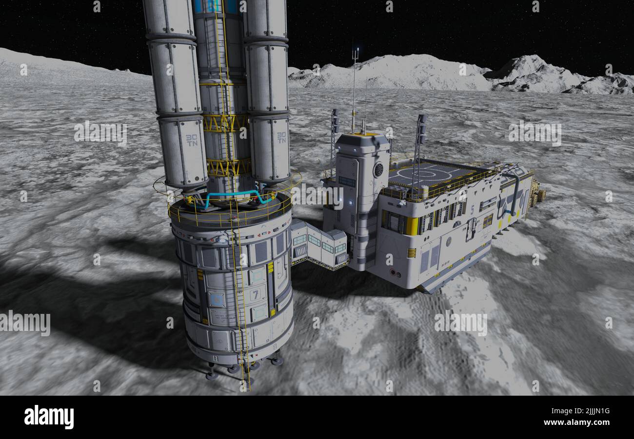 3D Illustration. Moon colony. Base on Moon. Life on Moon Stock Photo ...