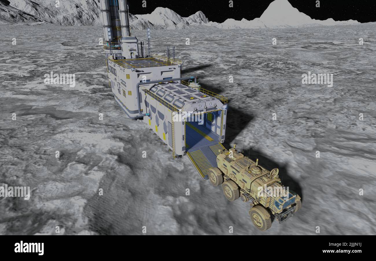 3D Illustration. Moon colony. Base on Moon. Life on Moon Stock Photo ...