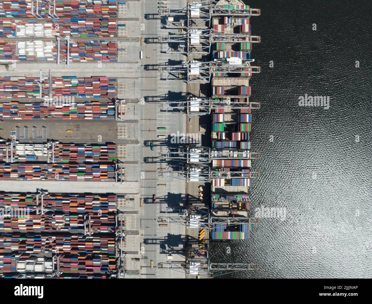 Container shipping terminal in the port harbour. import export and ...