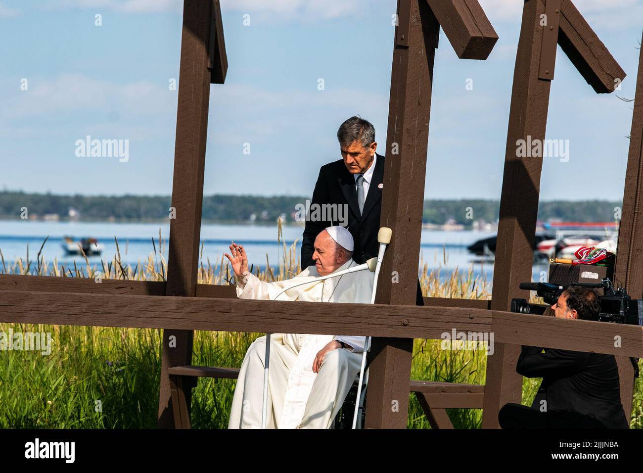 Alexis Cree Nation, Canada. 26th July, 2022. Pope Francis provides a ...