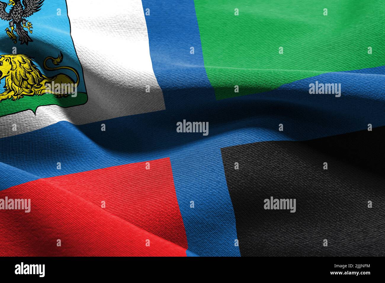 3D illustration flag of Belgorod Oblast is a region of Russia. Waving ...