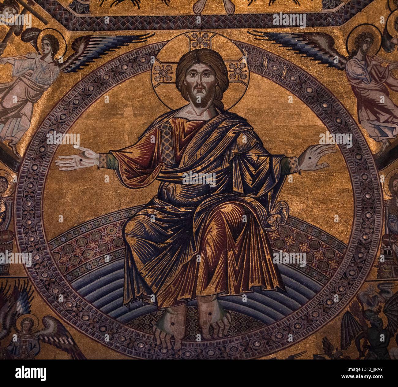 Detail of the medieval mosaics in the octagonal dome of the Baptistery ... Detail of the medieval mosaics in the octagonal dome of the Baptistery ...