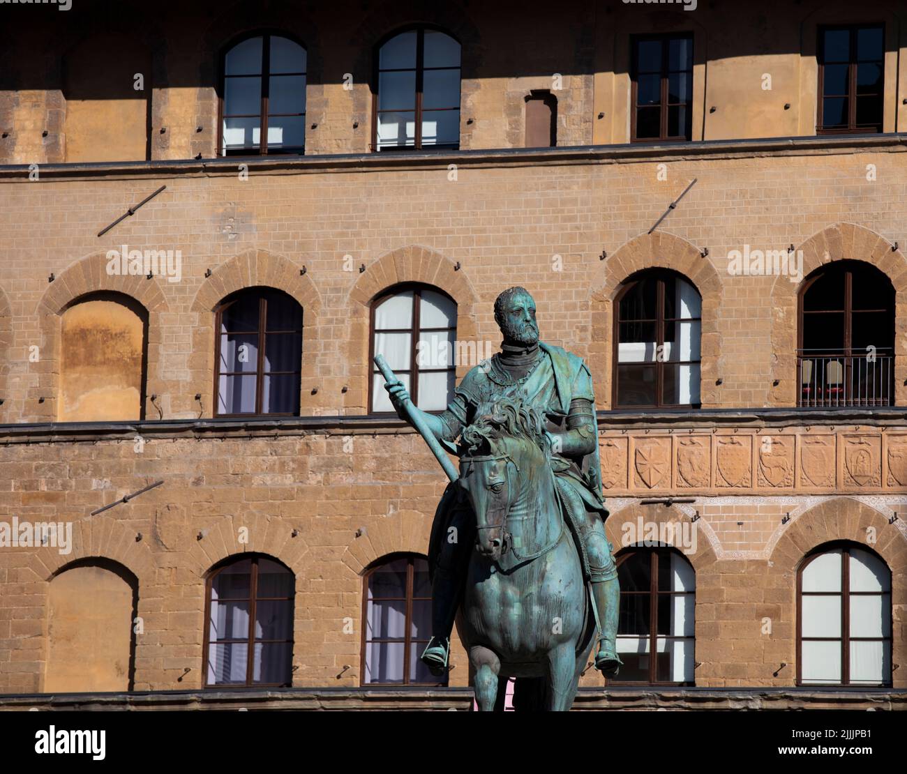 Detail of the equestrian monument of Grand Duke Cosimo I de'Medici in ...