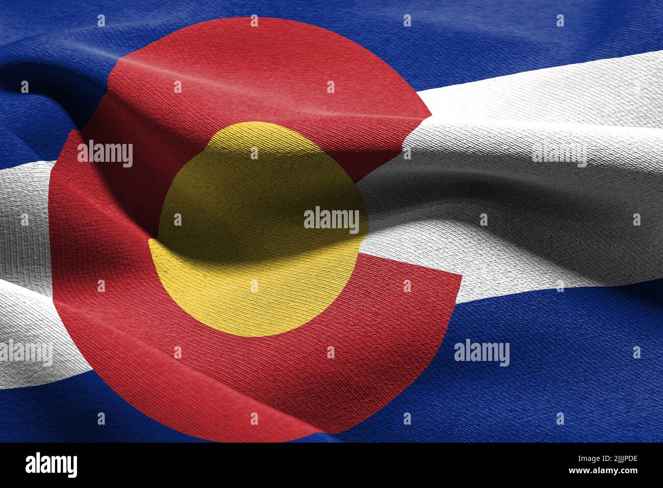 3D illustration flag of Colorado is a state of United States. Waving on ...