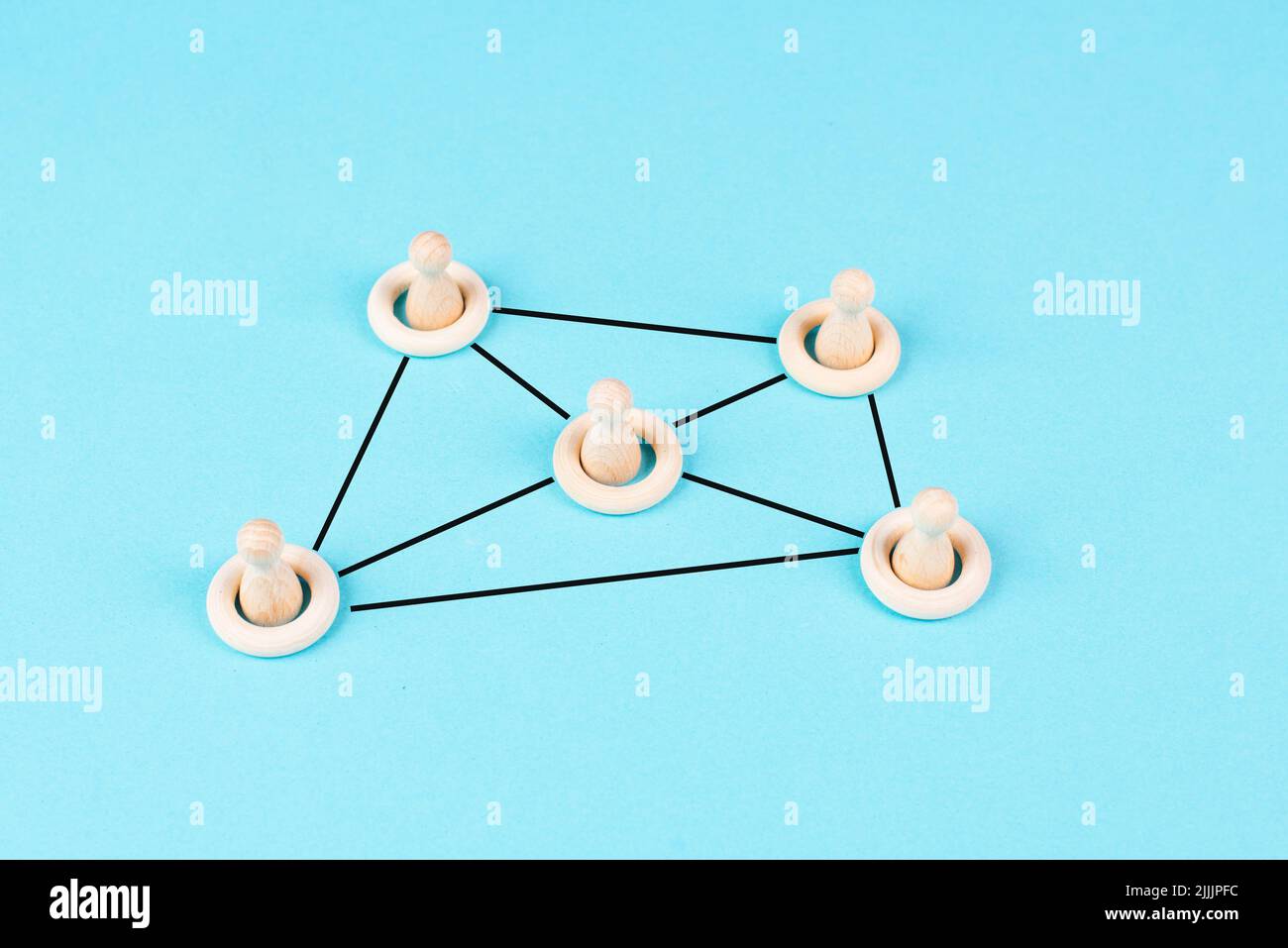 Group of people connecting through a web, business networking ...