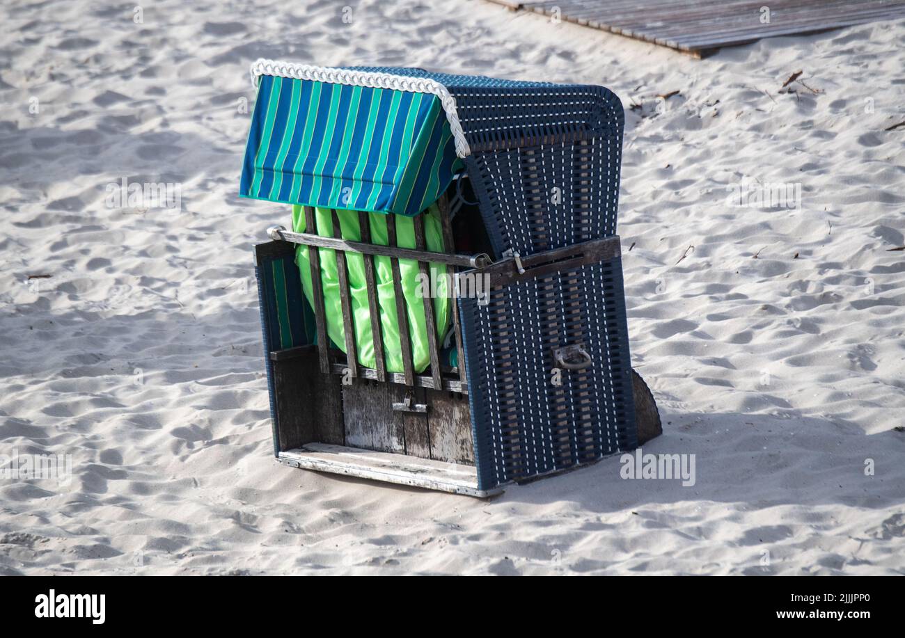 Koserow, Germany. 27th July, 2022. Locked behind the wooden grille of a ...