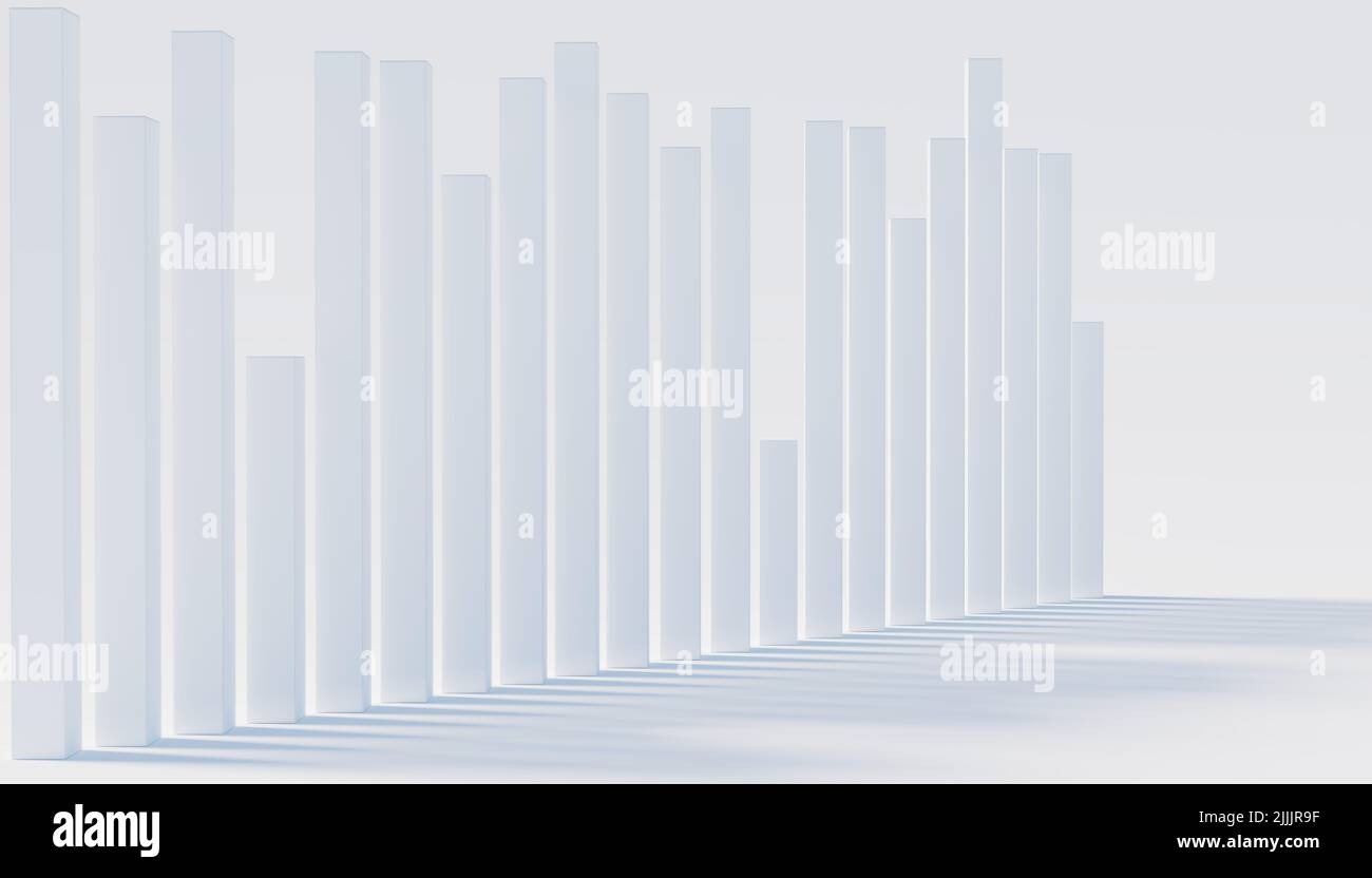 3d rectangles of different heights on a white background. Simulation of ...