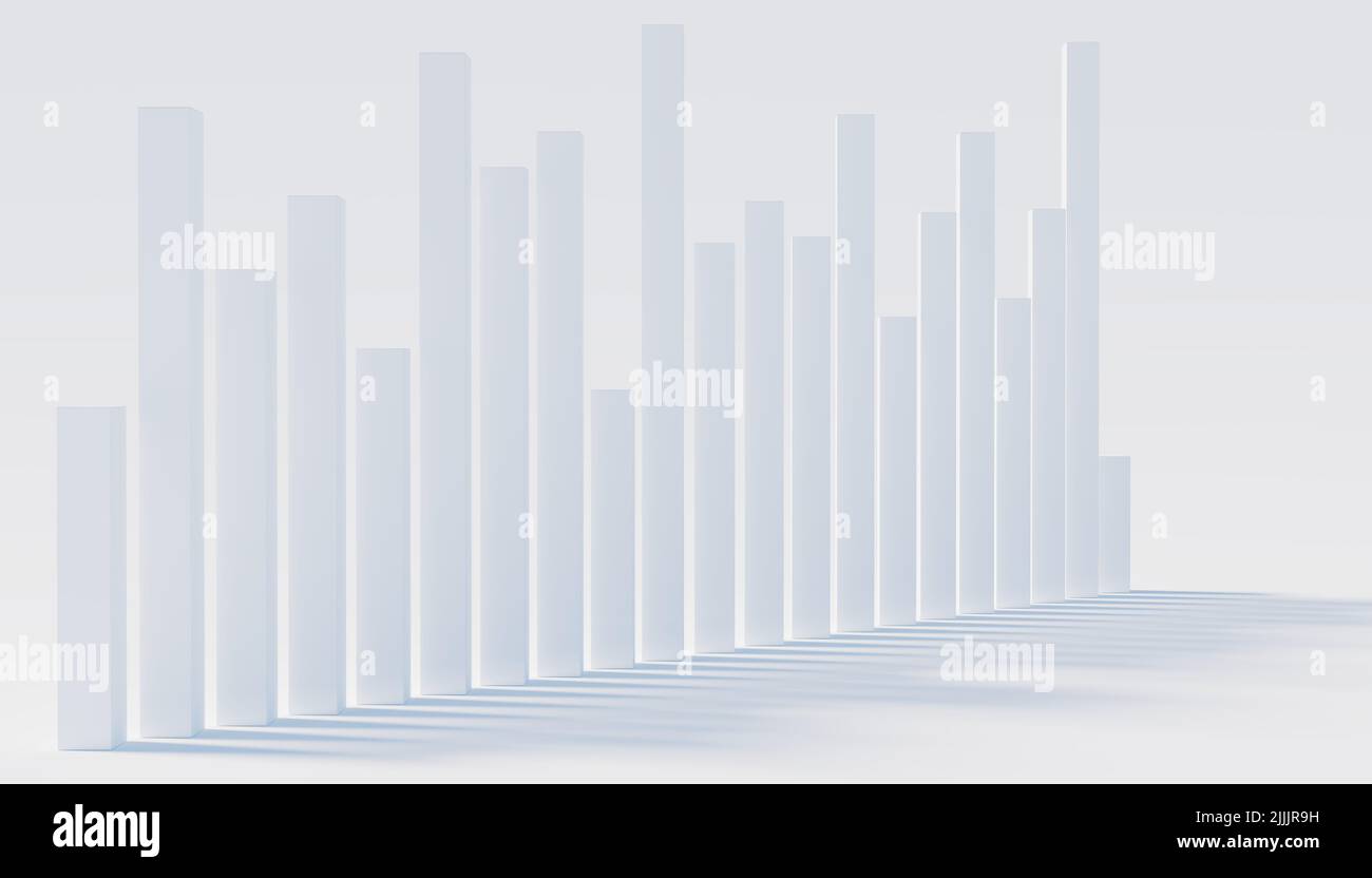 3d rectangles of different heights on a white background. Simulation of ...