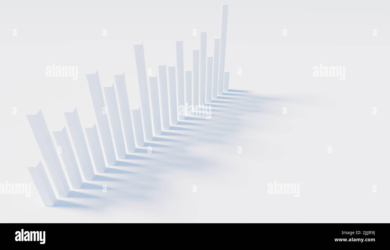 3d rectangles of different heights on a white background. Simulation of ...