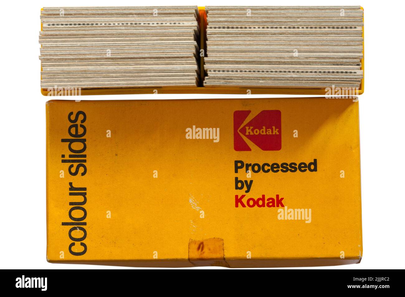 Old box of Kodak colour slides processed by Kodak with box of slides ...