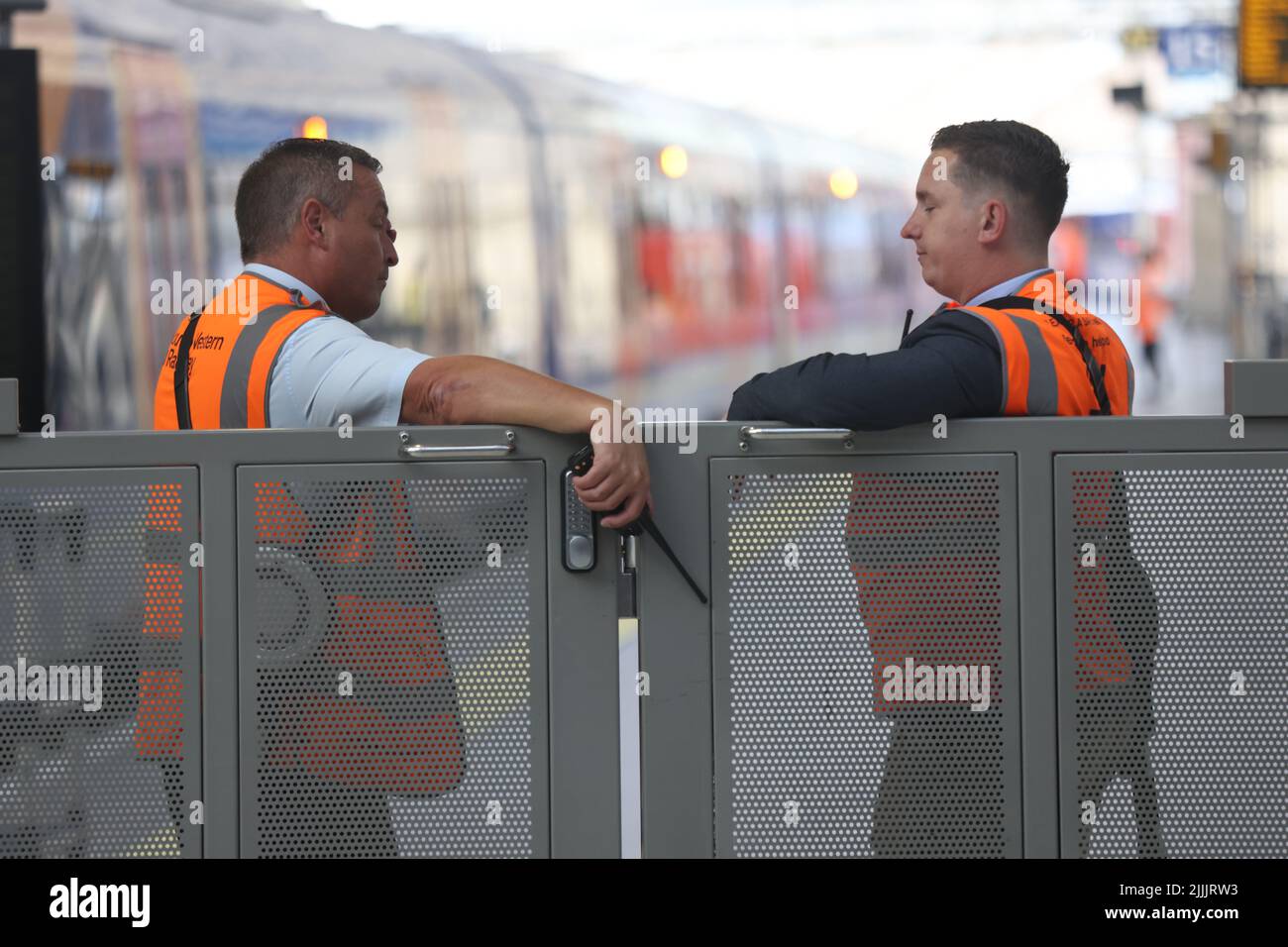 South Western Railway platform staff at Waterloo station, London, as ...