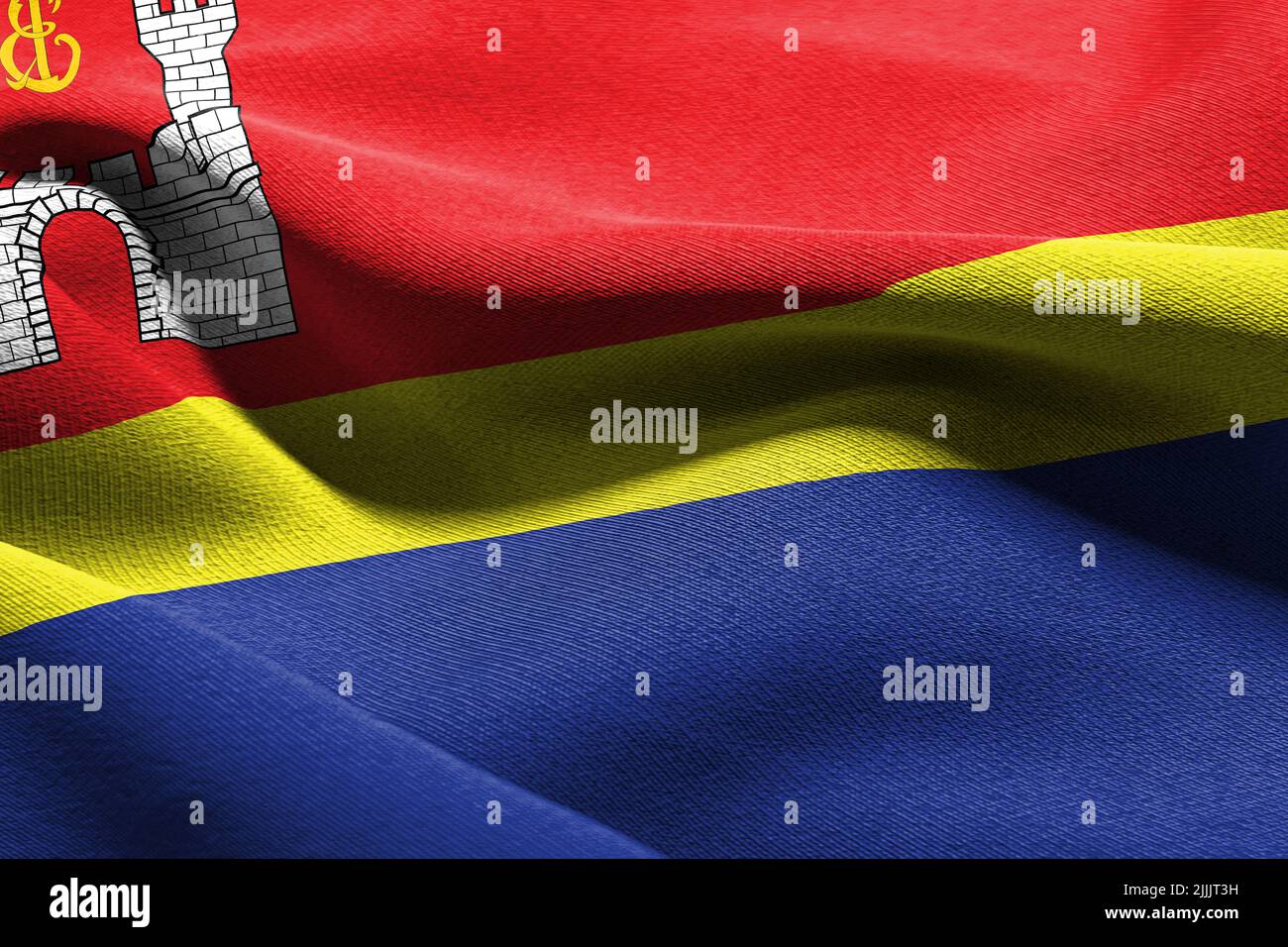 3D illustration flag of Kaliningrad Oblast is a region of Russia ...