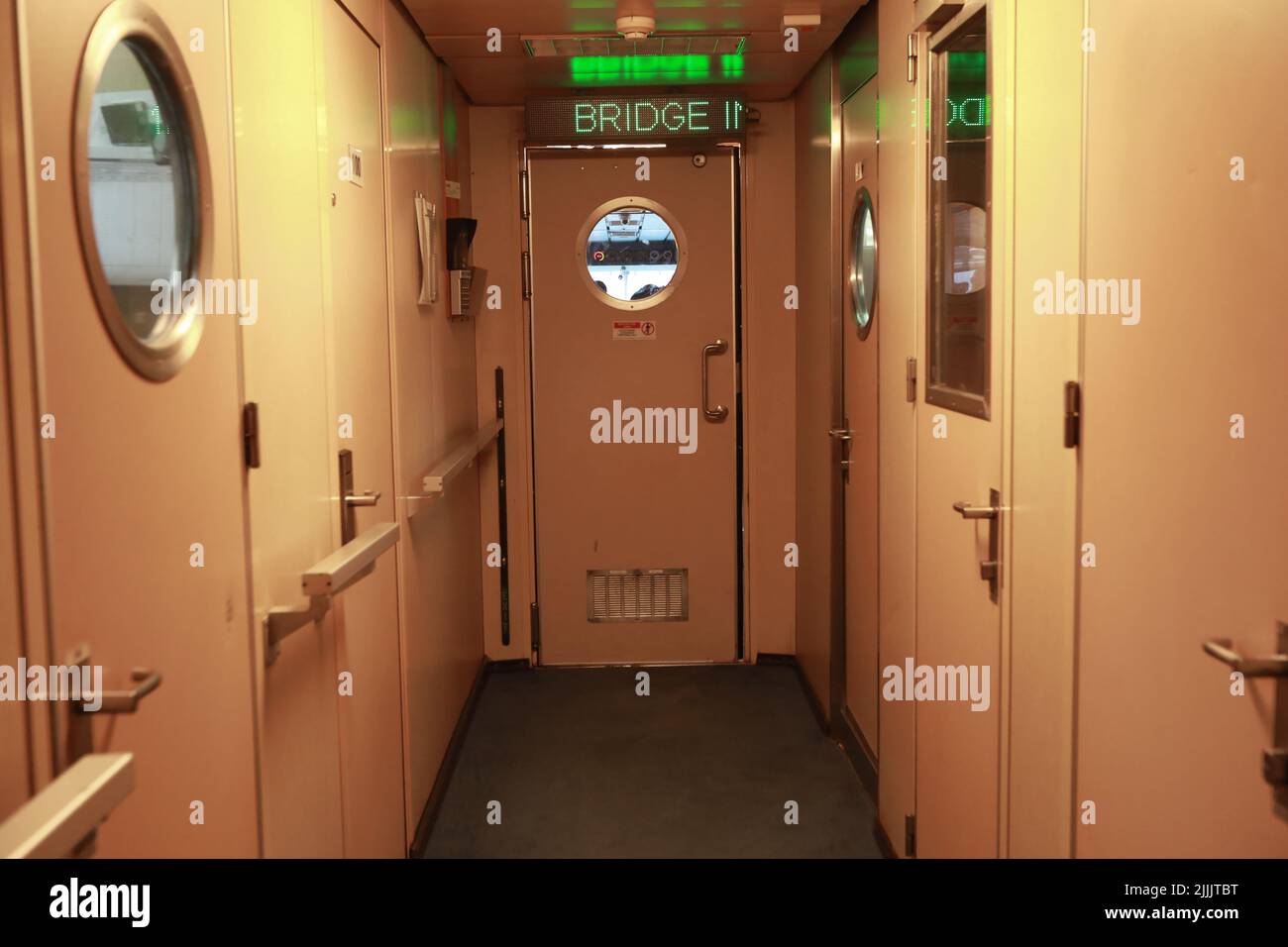 entry door of Ship control panel in captain's bridge Stock Photo - Alamy