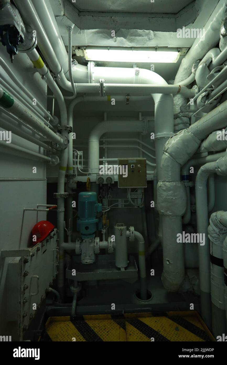 Pipework in ship's engine room Stock Photo - Alamy