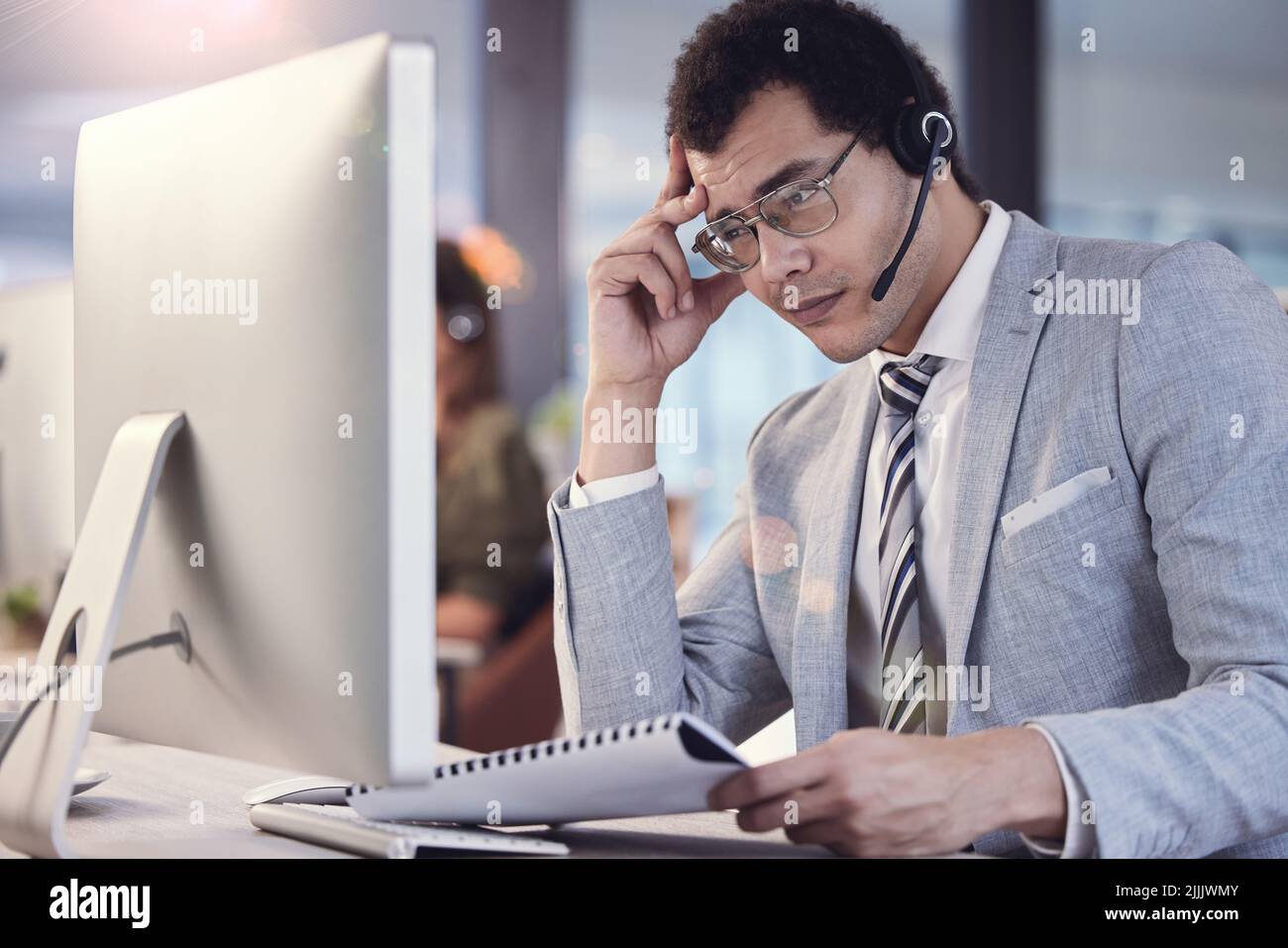 Worried call center agent hi-res stock photography and images - Alamy