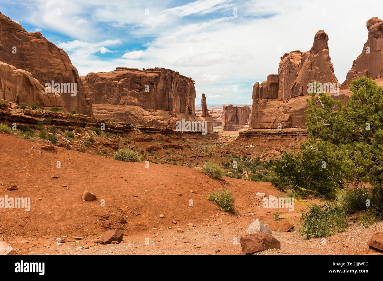 Red sandstone structures at the start of the Park Avenue Trail ...