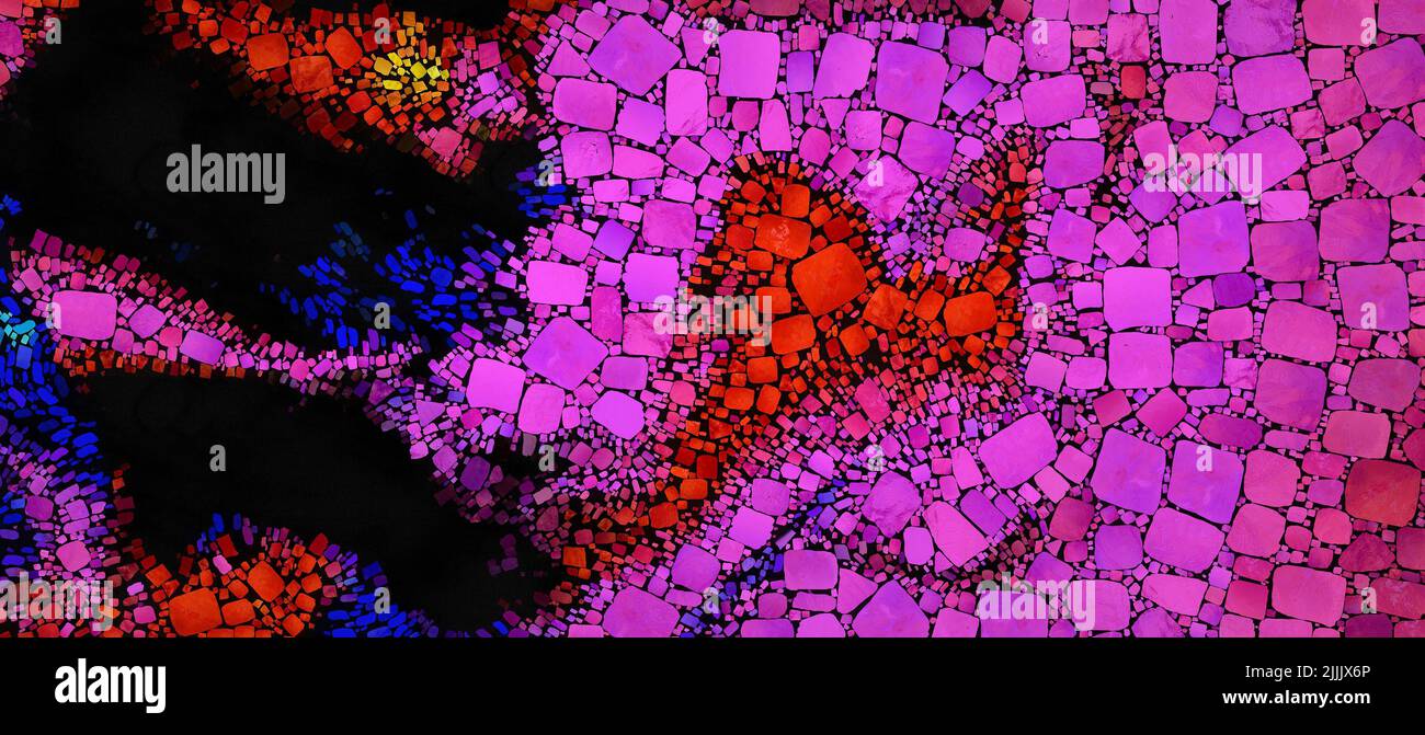 Digital render painterly mosaic tiles in smooth fluid motion with ...