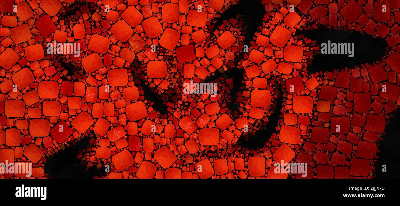 Digital render painterly mosaic tiles in smooth fluid motion with ...