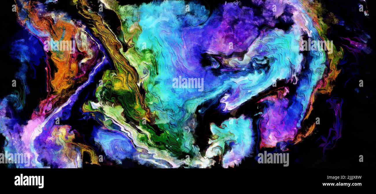 Flowing digital abstract fluid patterns - painterly style watercolor ...