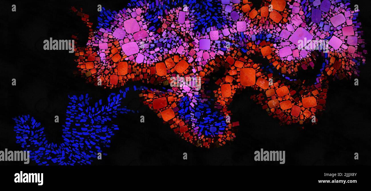 Digital render painterly mosaic tiles in smooth fluid motion with ...